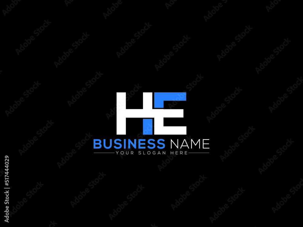Abstract HE Logo Icon, Creative He eh Logo Letter Vector Image With ...