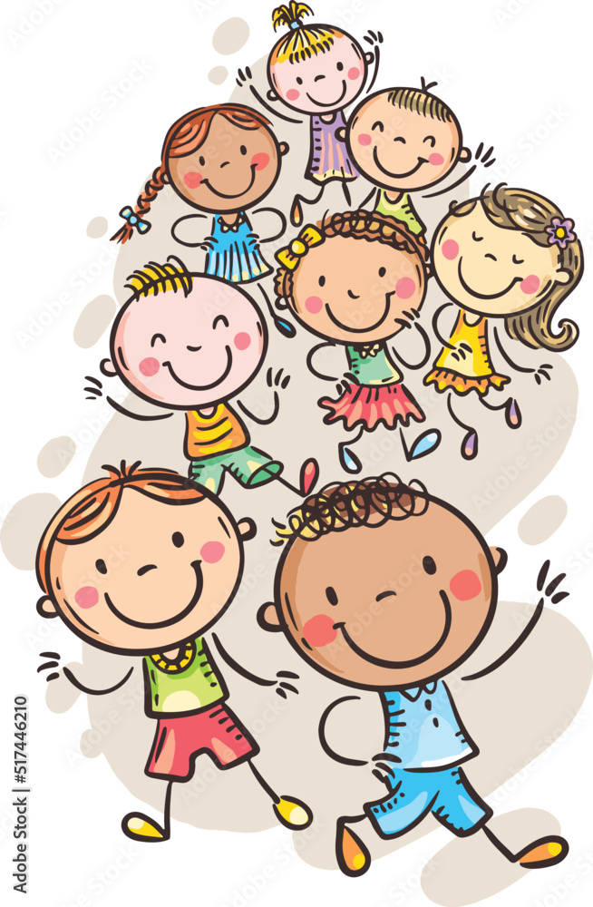 Vetor de Illustration of cartoon happy kids running together do Stock ... Vetor de Illustration of cartoon happy kids running together do Stock ...