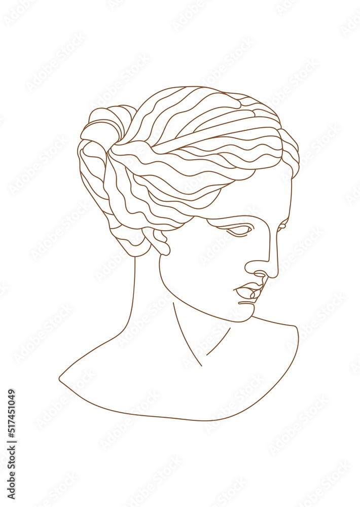 One line Ancient Greek goddess statue. Aphrodite or Venus ancient ...