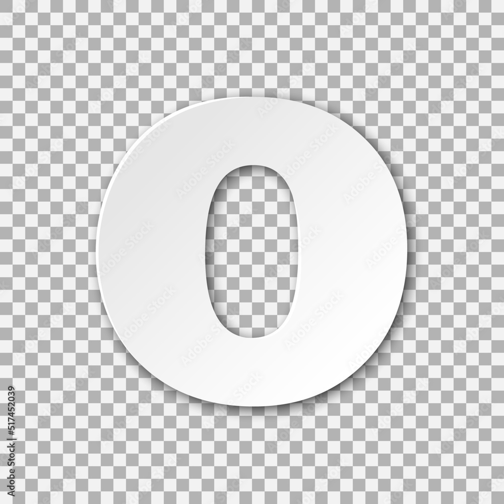 Letter O vector paper cut illustration. Monochrome volumetric font on ...