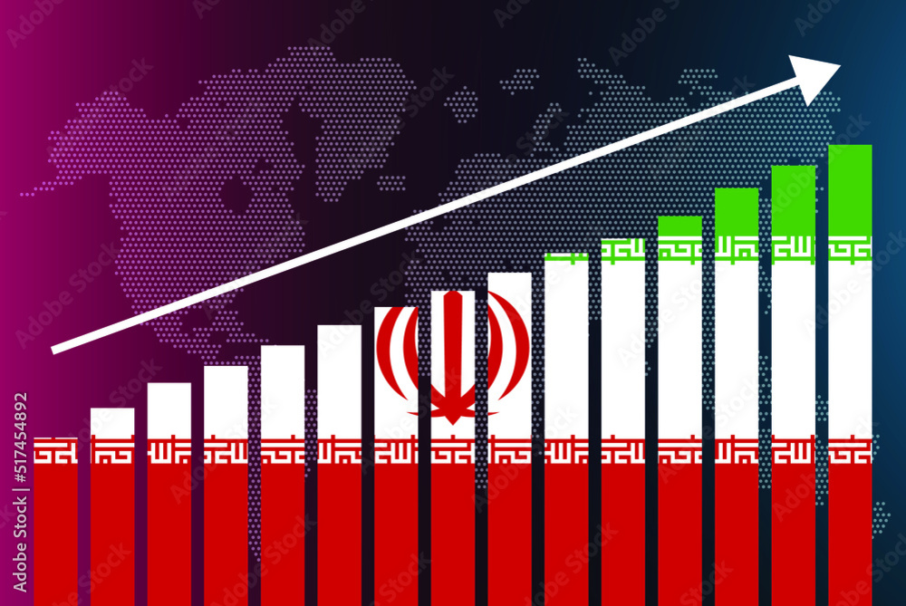 Iran bar chart graph, increasing values, country statistics concept ...