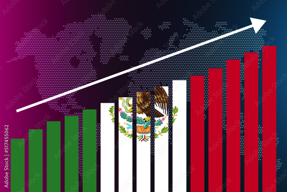 Mexico bar chart graph, increasing values, country statistics concept ...