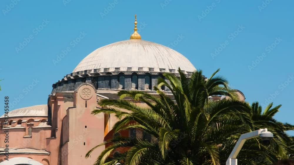 Hagia Sophia dome front view with a tree, known as Ayasofya Camii, 4k ...