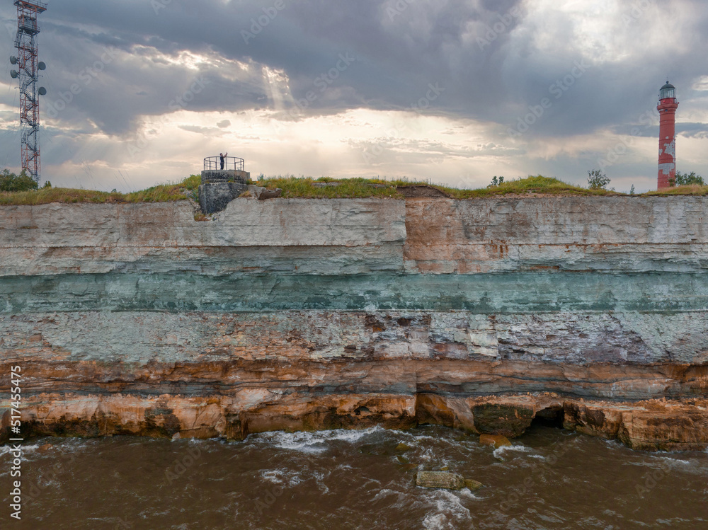 Beautiful limestone cliff at the top of the Pakri peninsula. Coastal ...