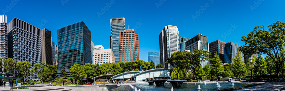 Panoramic view of Tokyo Marunouchi Business Buildings in Japan. The ...