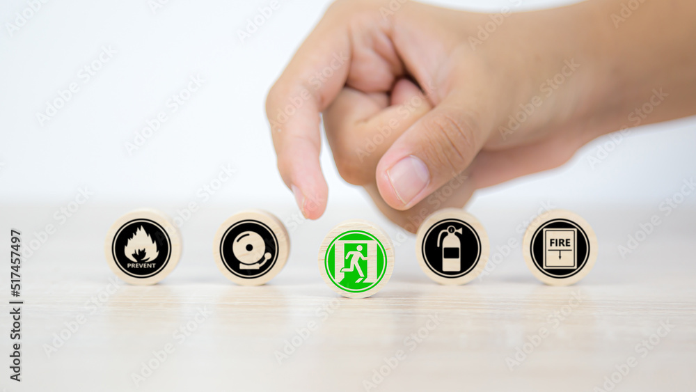 Hand choose wooden toy stack with door exit sing or fire escape with ...