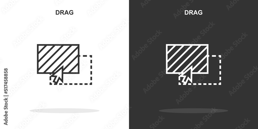 drag line icon. Simple outline style.drag linear sign. Vector ...