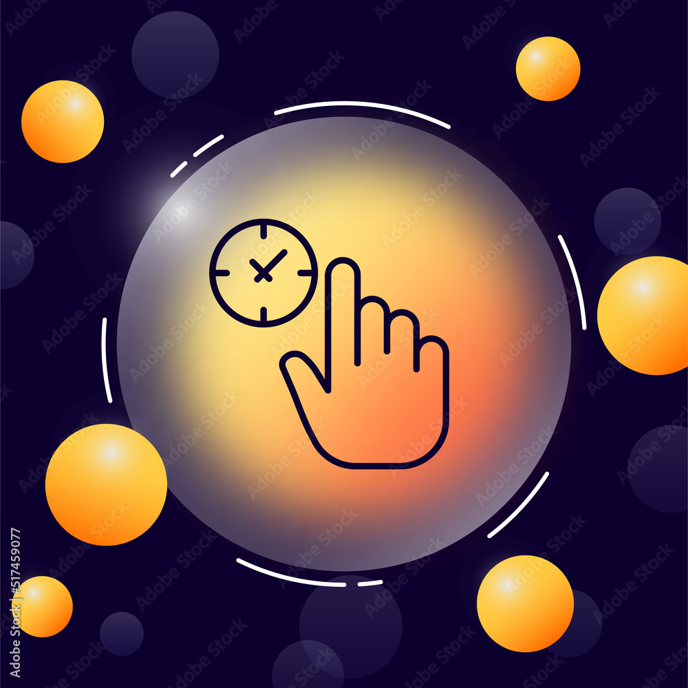 Hand with clock line icon. Time management, schedule, work, table ...