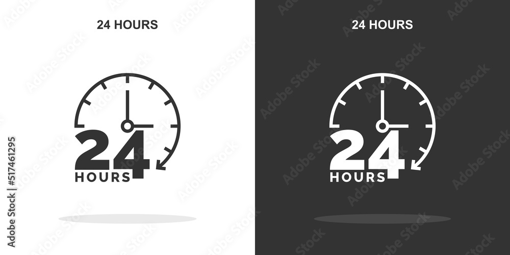 24 hours line icon. Simple outline style.24 hours linear sign. Vector ...