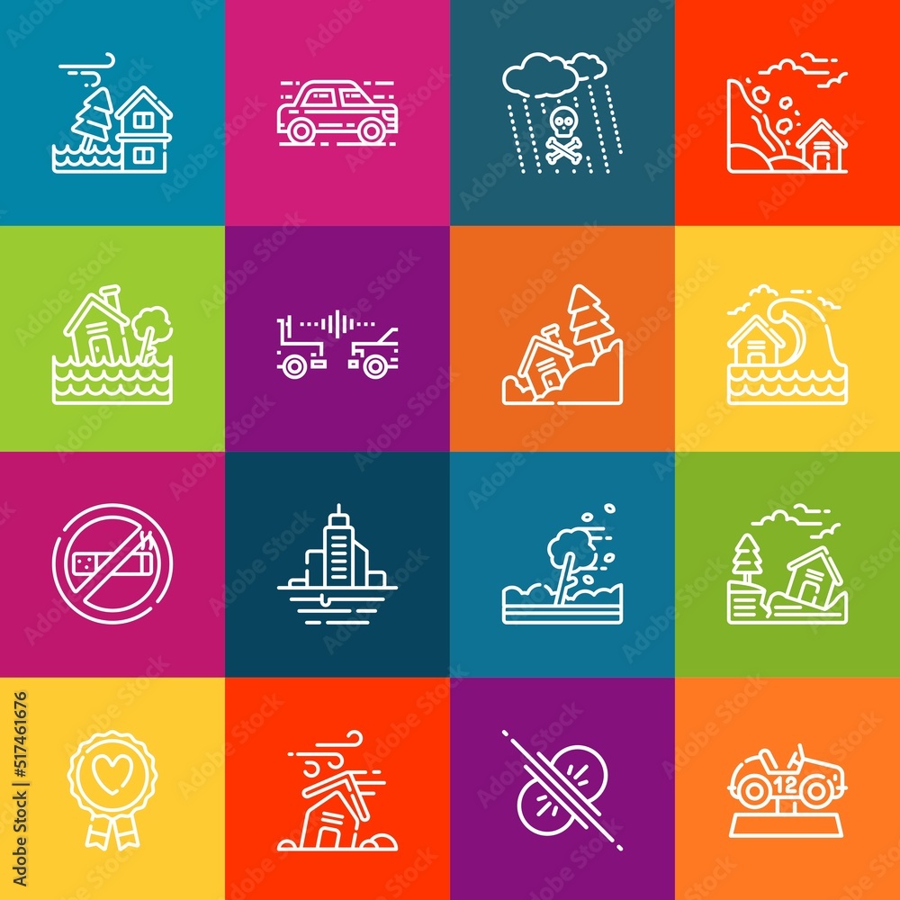 Modern thin line icons set of damage elements. Premium quality outline ...