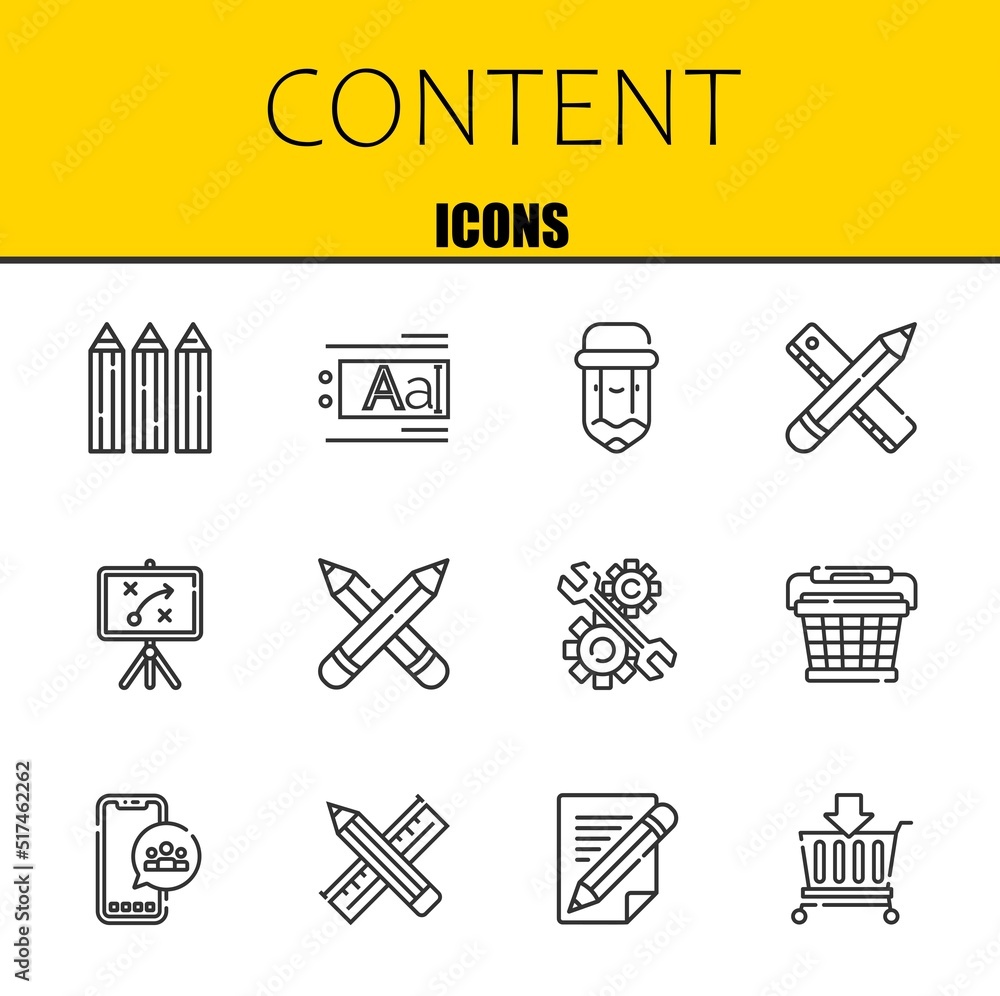 content vector line icons set. pencils, text editor and pencil Icons ...