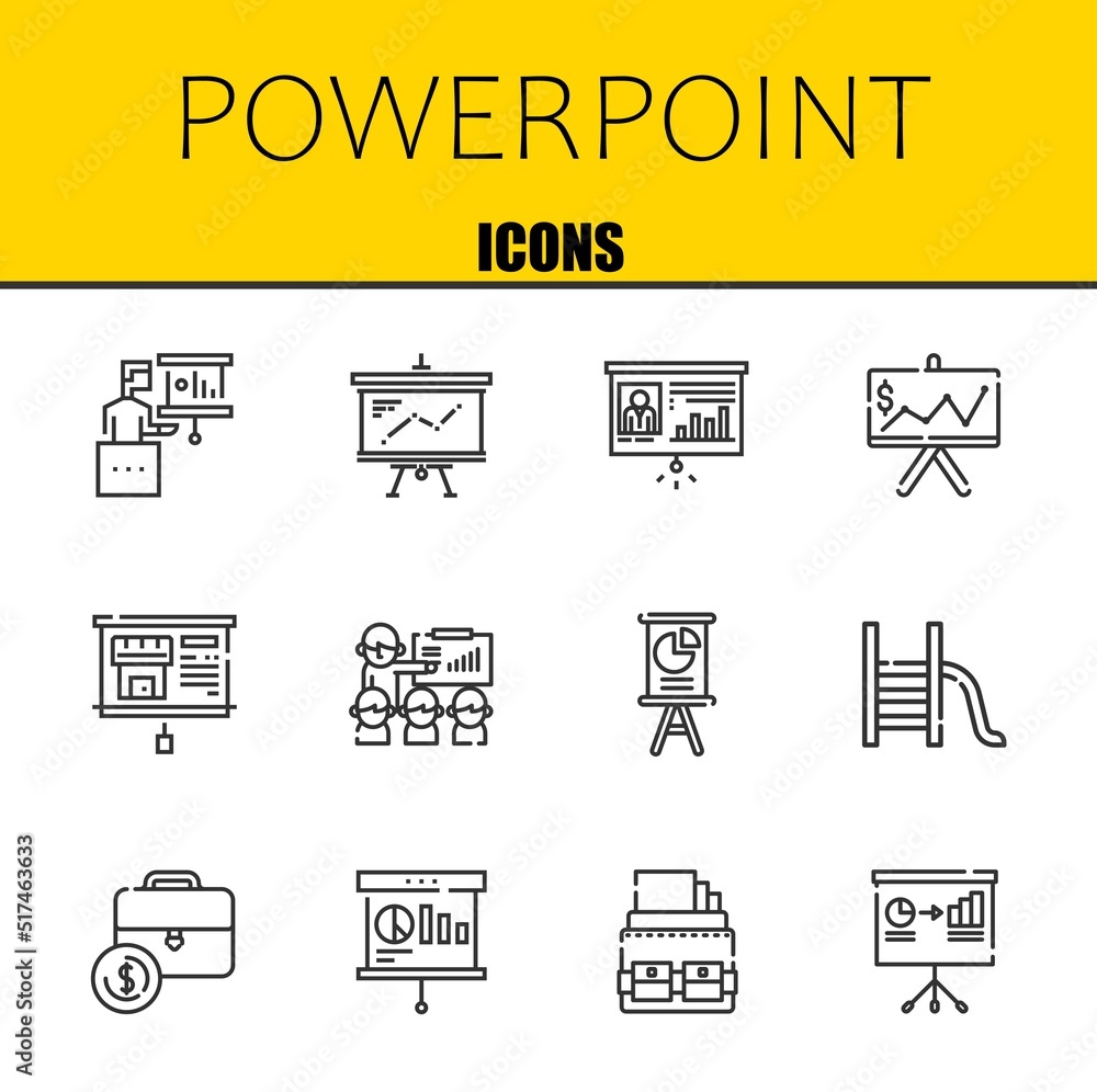 powerpoint vector line icons set. presentation, presentation and ...