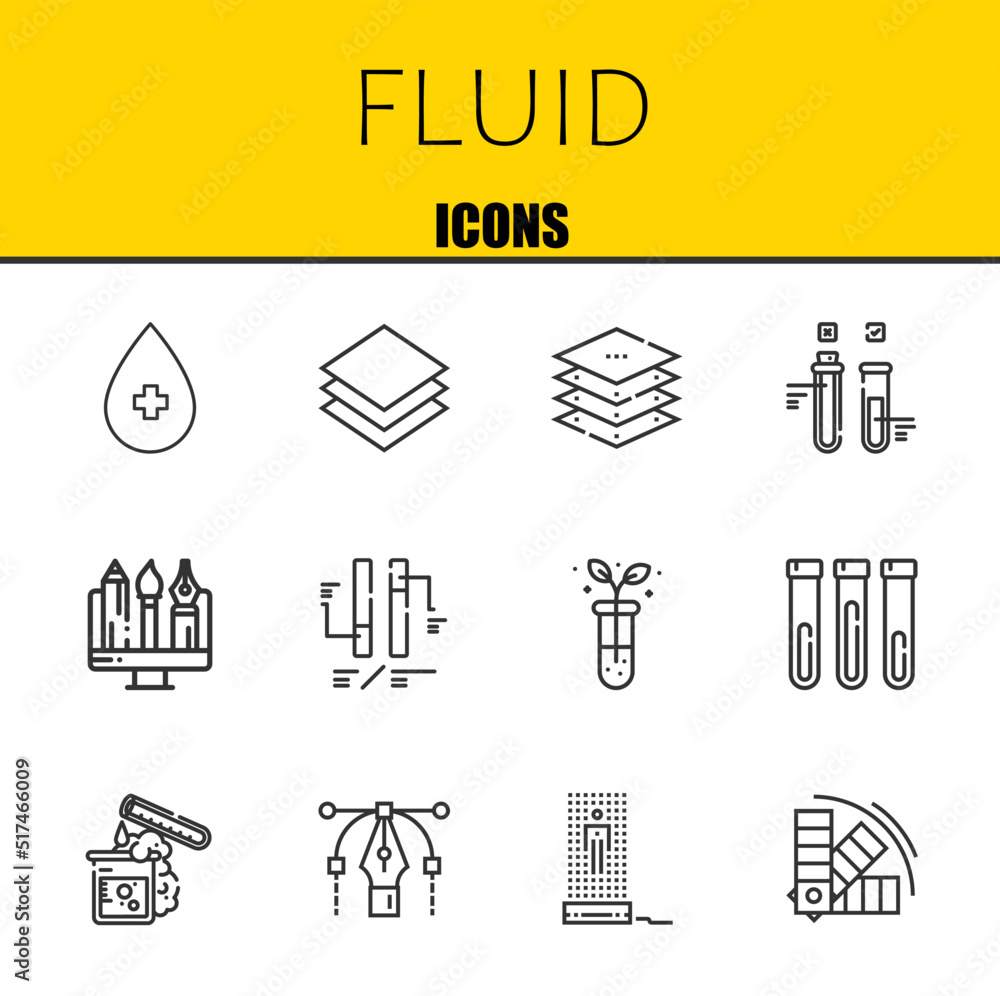 fluid vector line icons set. alcohol, layer and layers Icons. Thin line ...