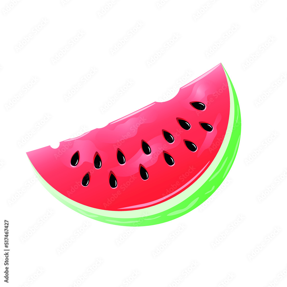 Realistic and 3D Watermelon Slice Vector Design Element. Realistic ...