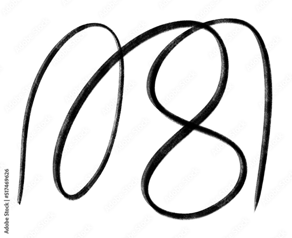 black ink line swirl loop doodle freehand sketch drawing shape form ...