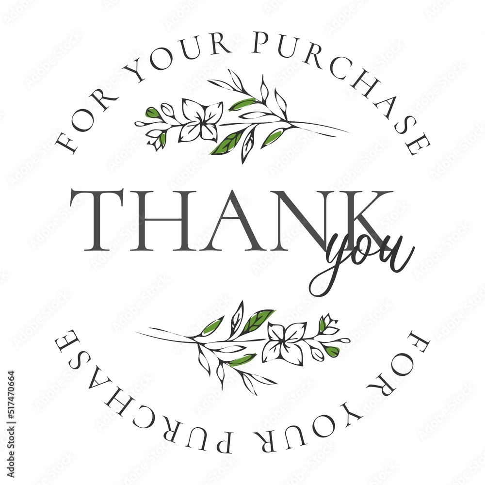 Thank you for your purchase handwritten inscription. hand drawn ...