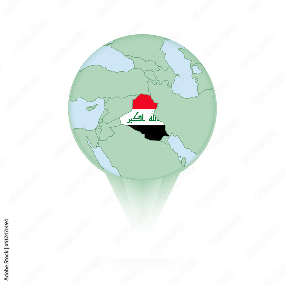 Iraq map, stylish location icon with Iraq map and flag. Stock Vector ...
