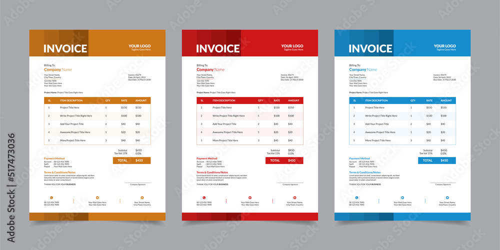 Modern Corporate Business Style Invoice Design Template Vector ...