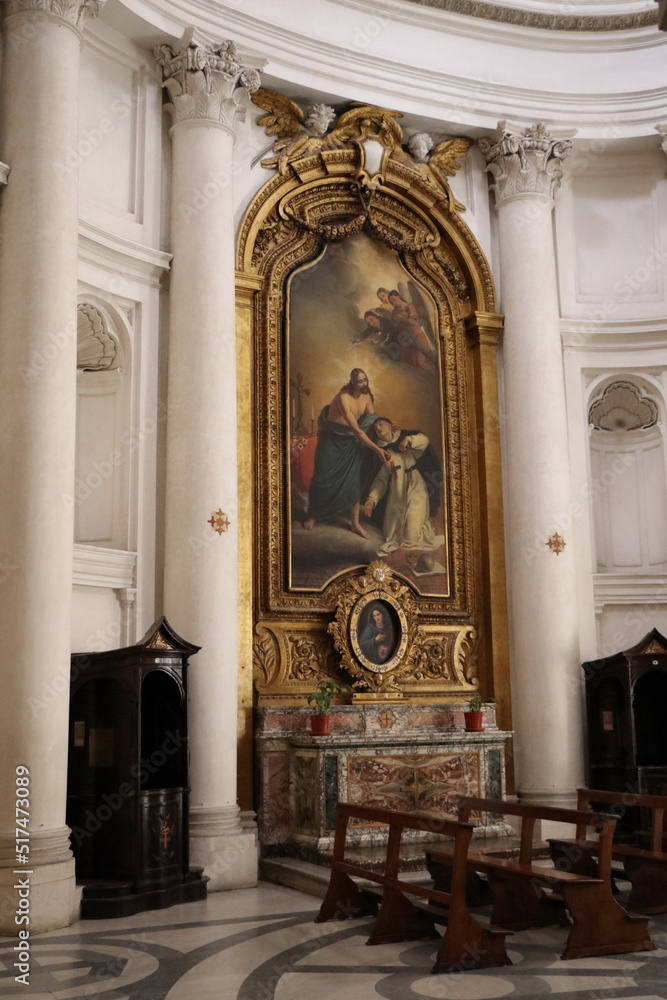 Poster San Carlo alle Quattro Fontane Church Interior View with Benches ...