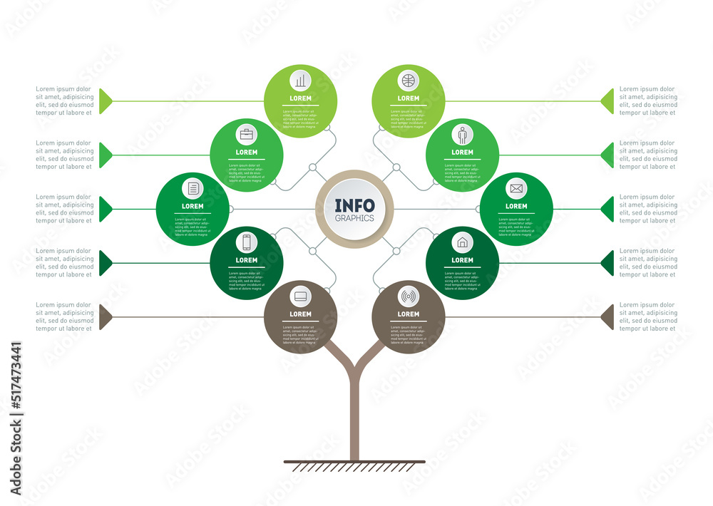 Infographics or tree of development and growth of the eco business ...