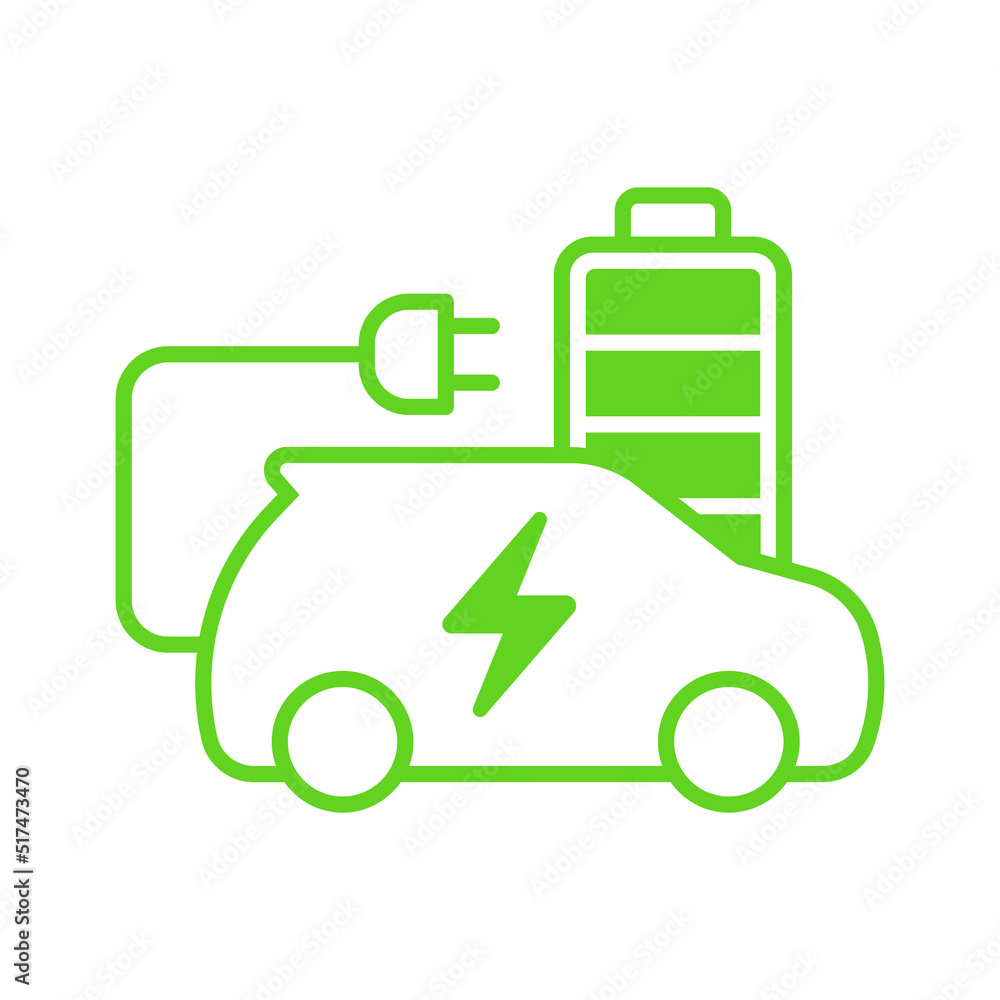 EV car charging battery icon, Electric car refueling energy symbol ...