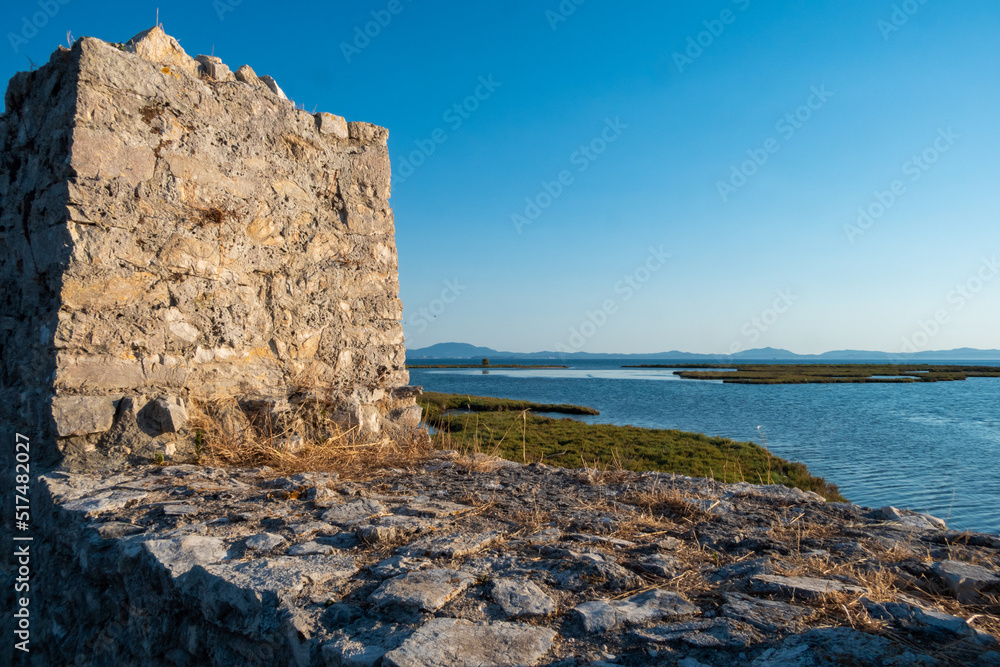 Ksamil, Albania A view of the Ali Pasha Ottoman castle at the inlet of ...