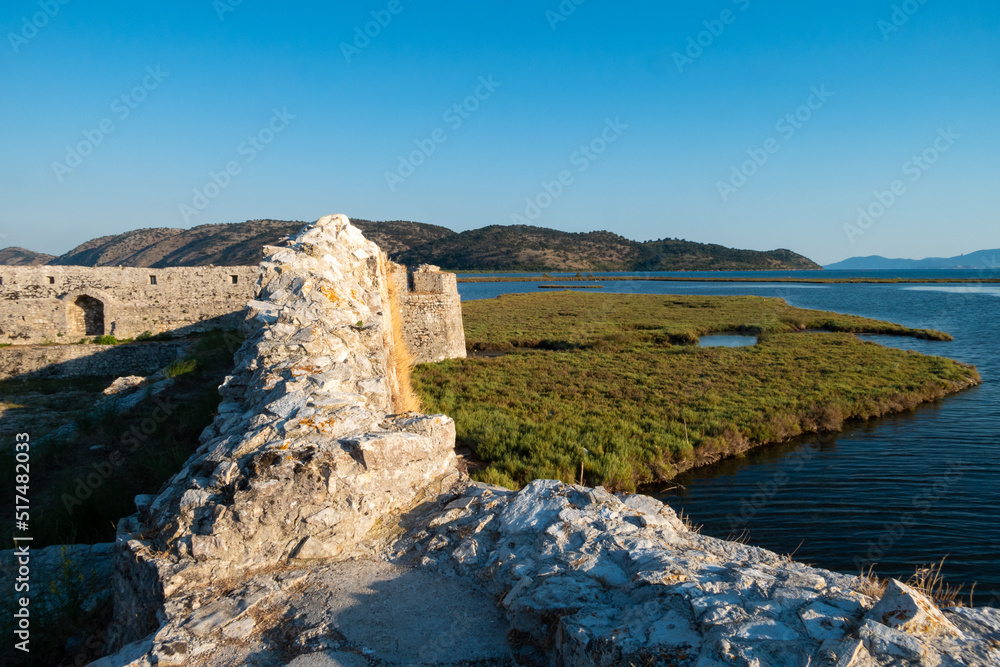 Ksamil, Albania A view of the Ali Pasha Ottoman castle at the inlet of ...
