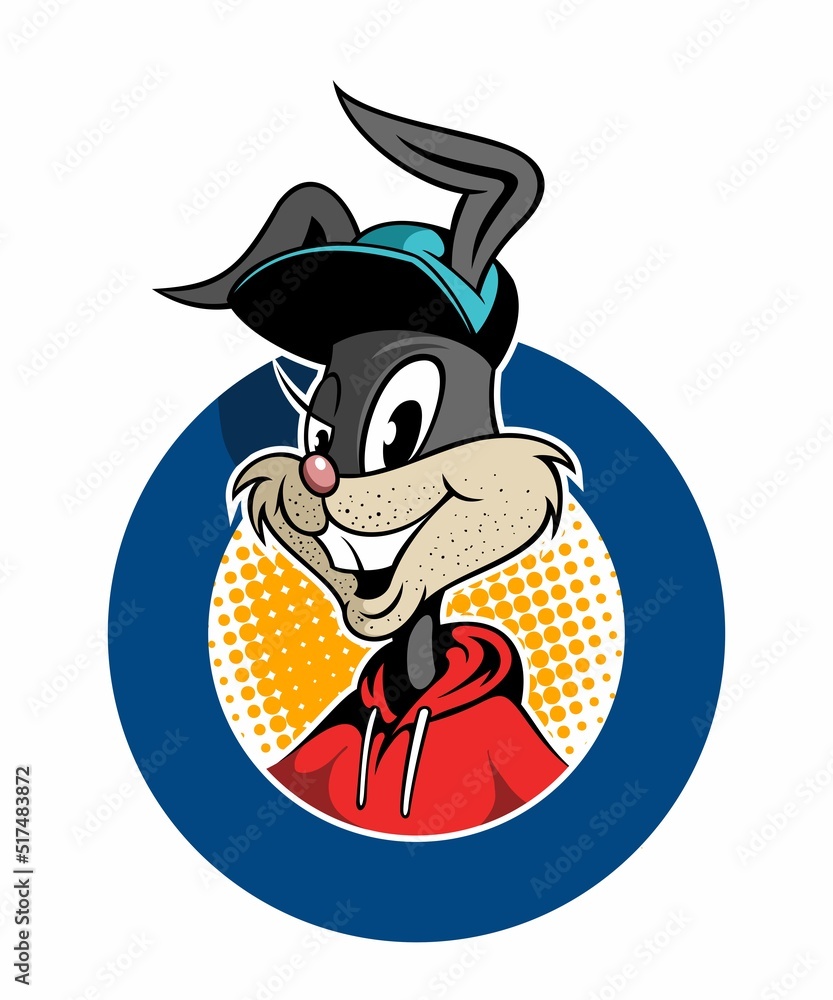Cartoon style funny rabbit character, vector rabbit mascot with a ...