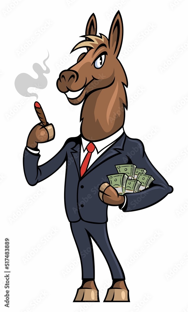 Cartoon style llama character. Businessman character, cmoking cigar and ...