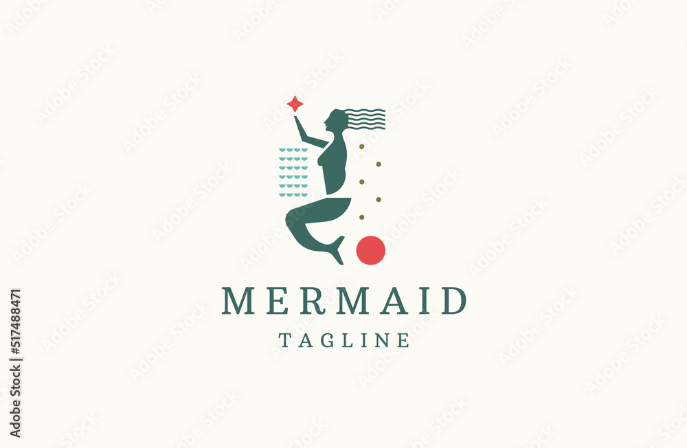 Mermaid logo icon design template flat vector illustration Stock Vector ...