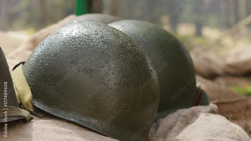WWII American Metal Helmets Of United States Army Infantry Soldier At ...