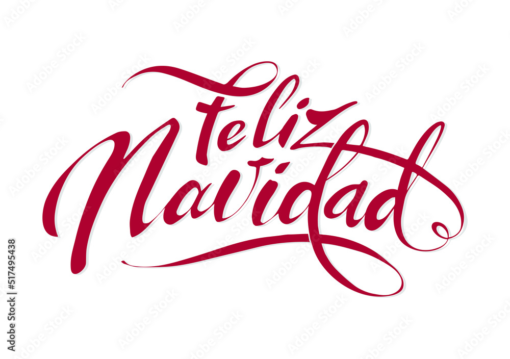 Merry christmas lettering in spanish Red handwritten letters isolated ...
