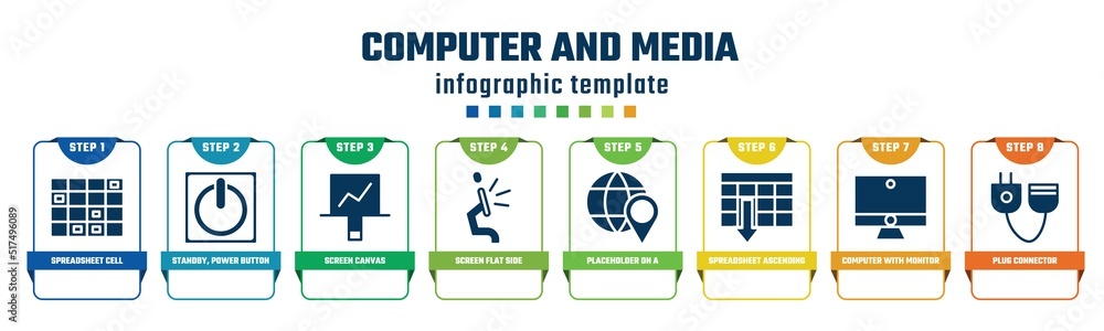 computer and media concept infographic design template. included ...