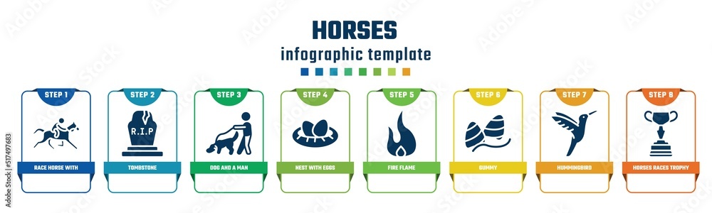 horses concept infographic design template. included race horse with ...