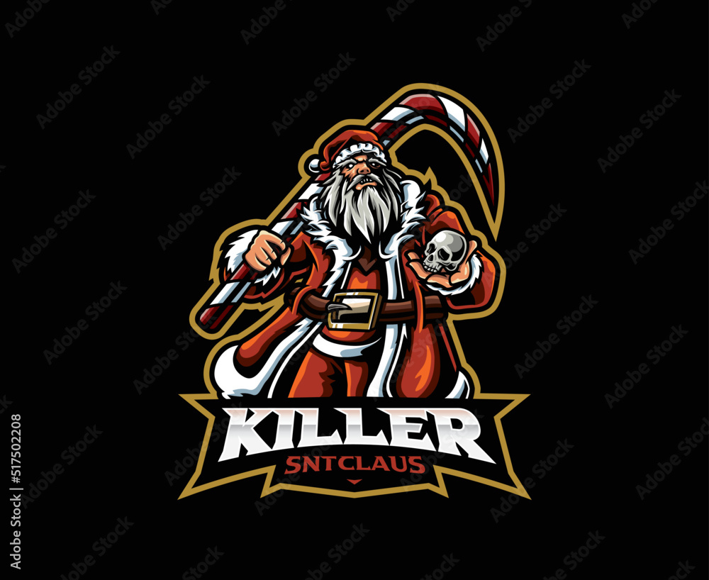 Killer santa mascot logo design. Evil santa claus vector illustration ...
