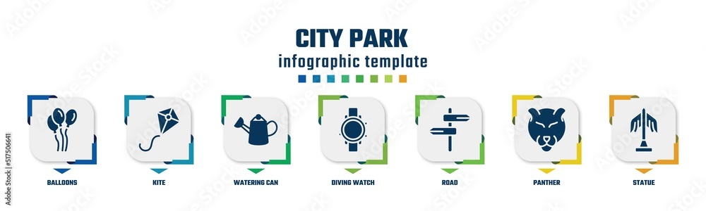 city park concept infographic design template. included balloons, kite ...