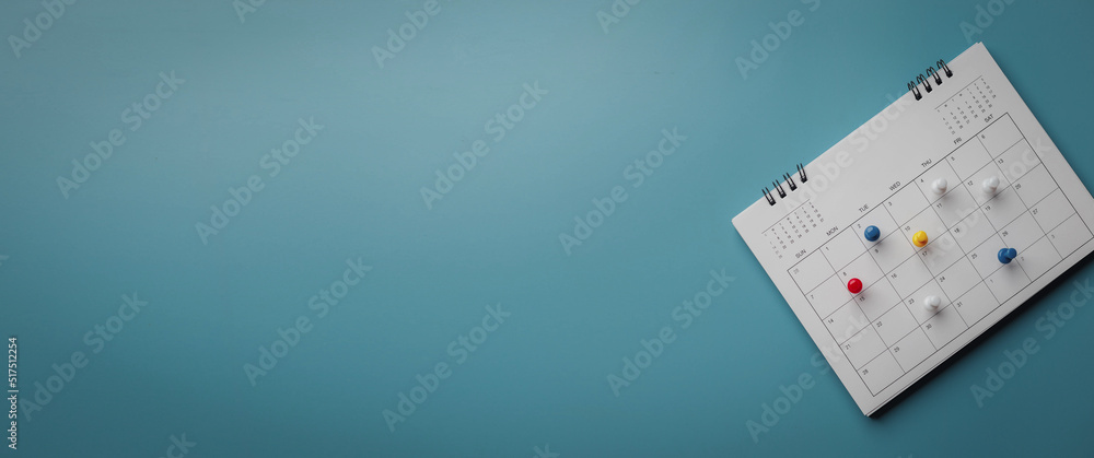 Embroidered red pins on a calendar event Planner calendar,clock to set ...