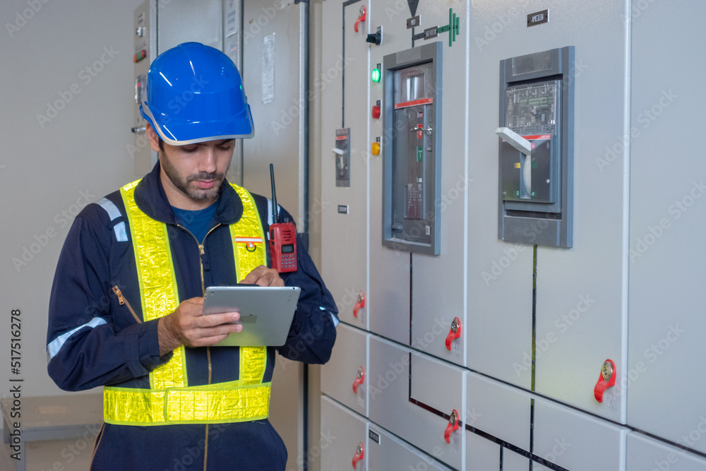 Engineer under checking the industry chilled water fan coil unit air ...