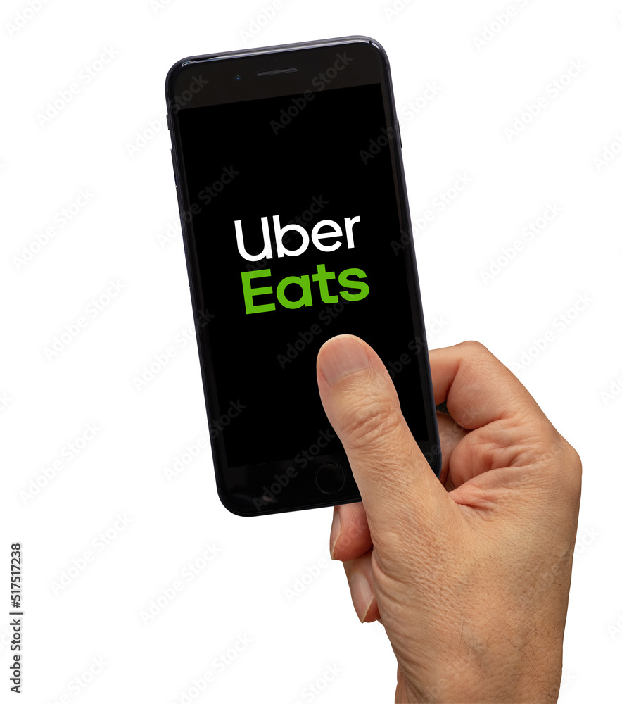 Los Angeles, California, USA - January 03, 2022 - Uber eats delivery ...