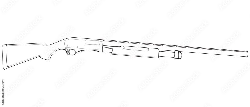 Firearms line art style, Shooting gun, Weapon illustration, Vector Line ...