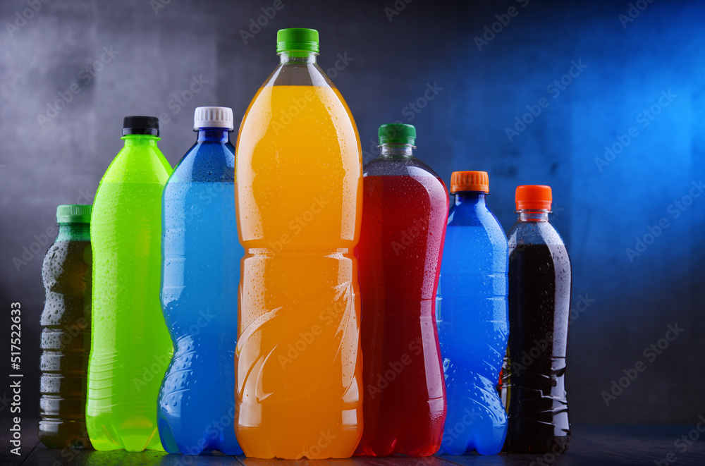 Plastic bottles of assorted carbonated soft drinks Stock Photo | Adobe ...