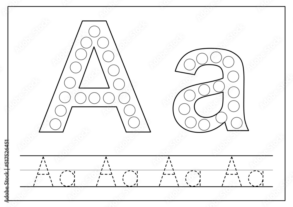 Learning English alphabet for kids. Letter A. Tracing letters. Stock ...