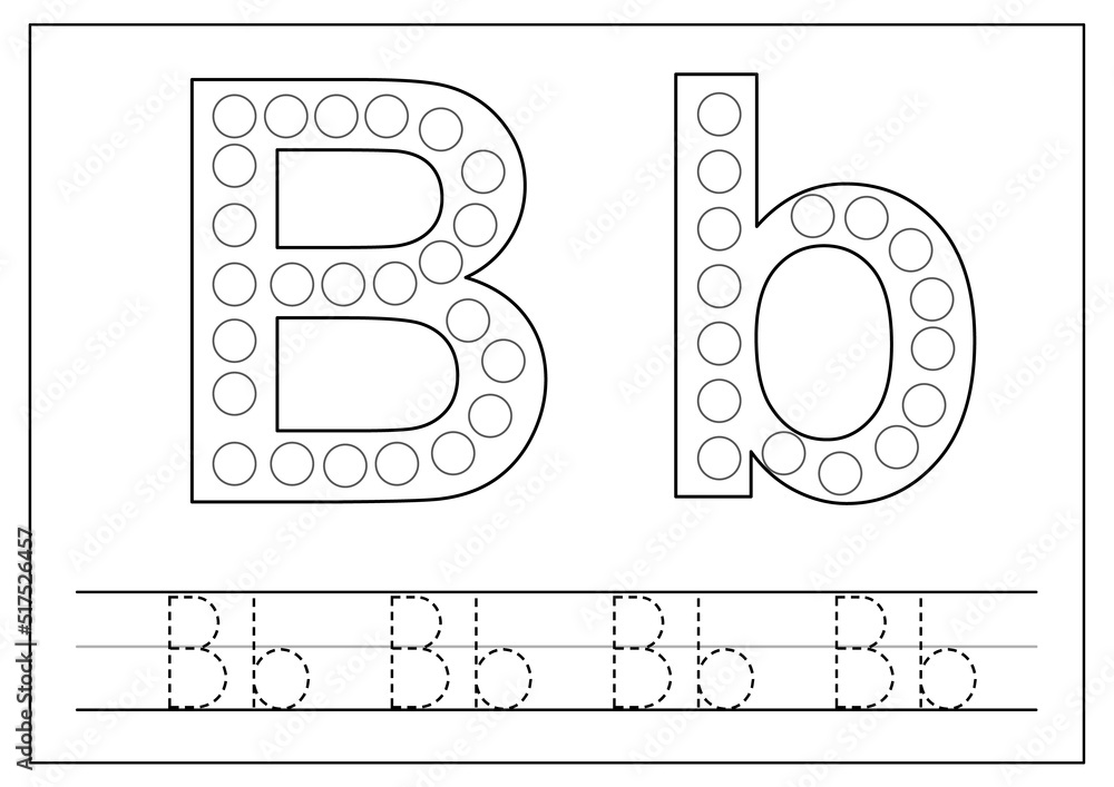 Learning English alphabet for kids. Letter B. Tracing letters. vector ...