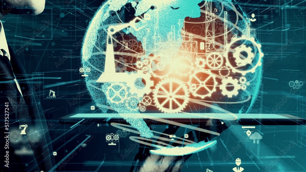 Futuristic industry 4.0 and inventive mechanized engineering concept ...