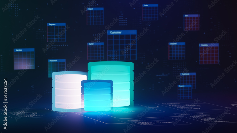 Multiple database is placed on Relational database tables. Concept of ...