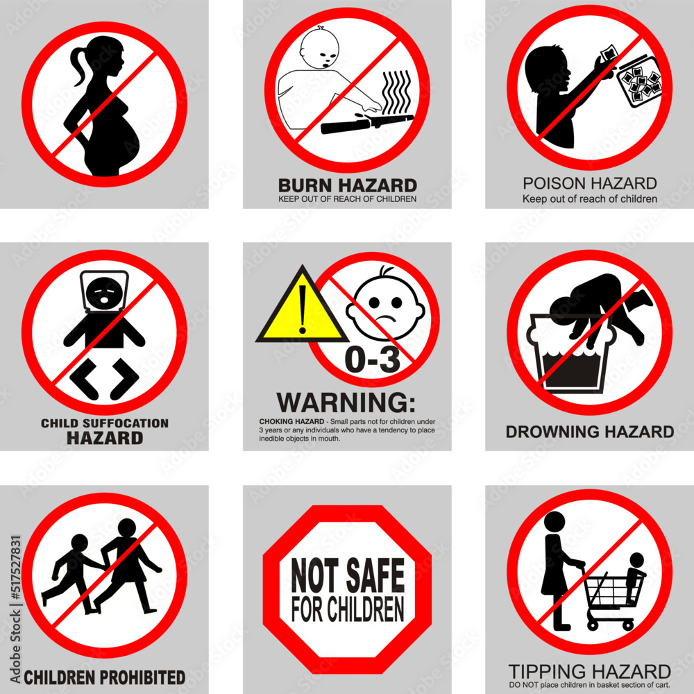 Child Safety and Hazard Labels Stock Vector | Adobe Stock Child Safety and Hazard Labels Stock Vector | Adobe Stock