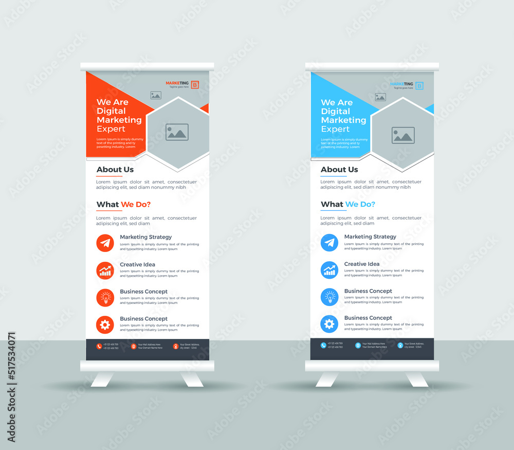 Business Roll up banner stand template design, modern portable stands ...