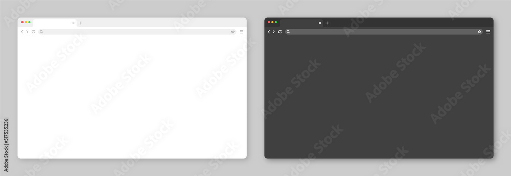 Blank web browser window with tab, toolbar and search field. Modern ...