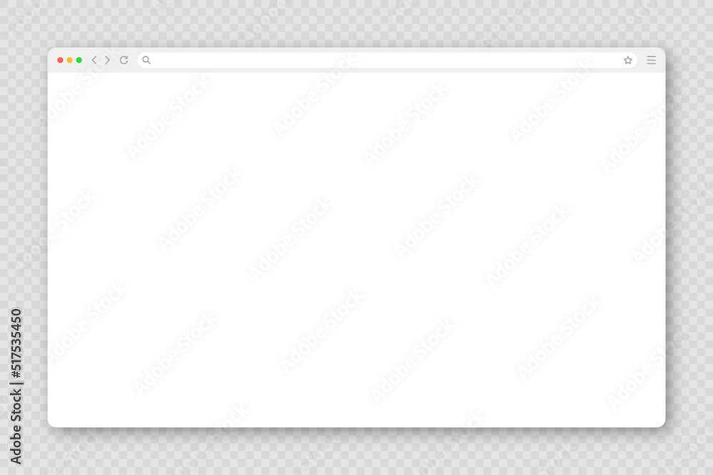 Blank web browser window with toolbar and search field. Modern website ...