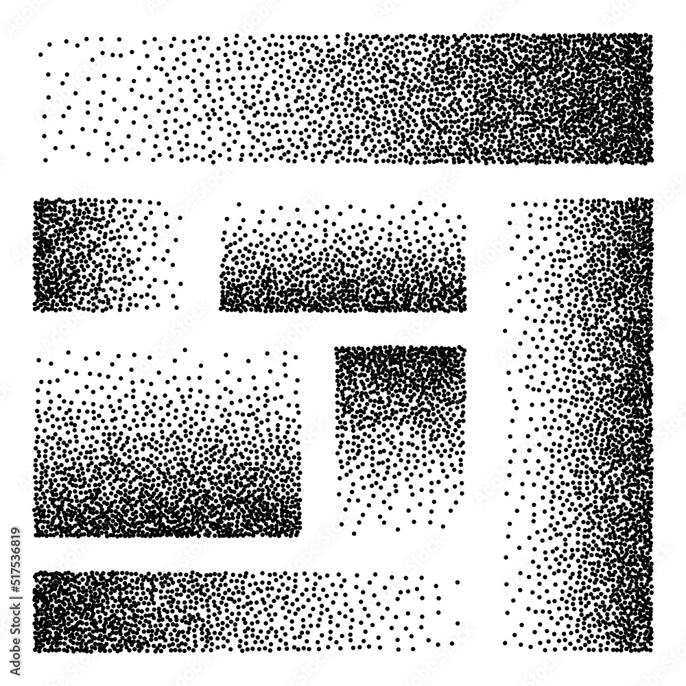 Stipple pattern, dotted rectangular design elements. Stippling, dotwork ...